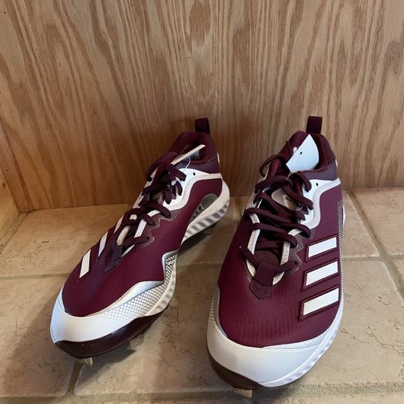 adidas | Shoes | Adidas Icon 6 Bounce Baseball Cleat Maroon And White ...